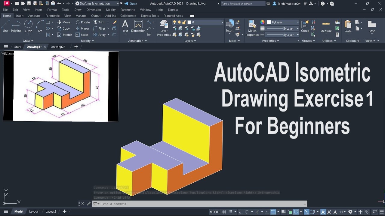 AutoCAD Isometric Drawing Exercise1 For Beginners - YouTube
