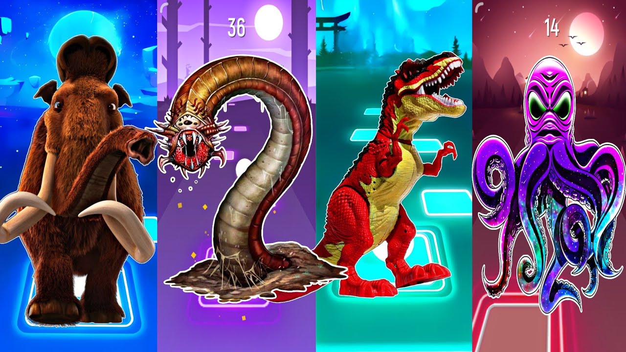 Jurassic World Mammoth🆚Erosion-worm🆚The İndominus Rex🆚The-kraken ...