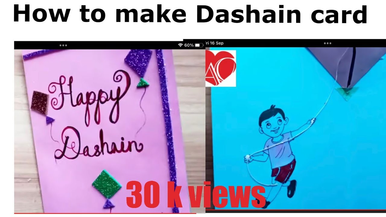 How to make Dashai greetings card.Easy way to make Dashain card - YouTube