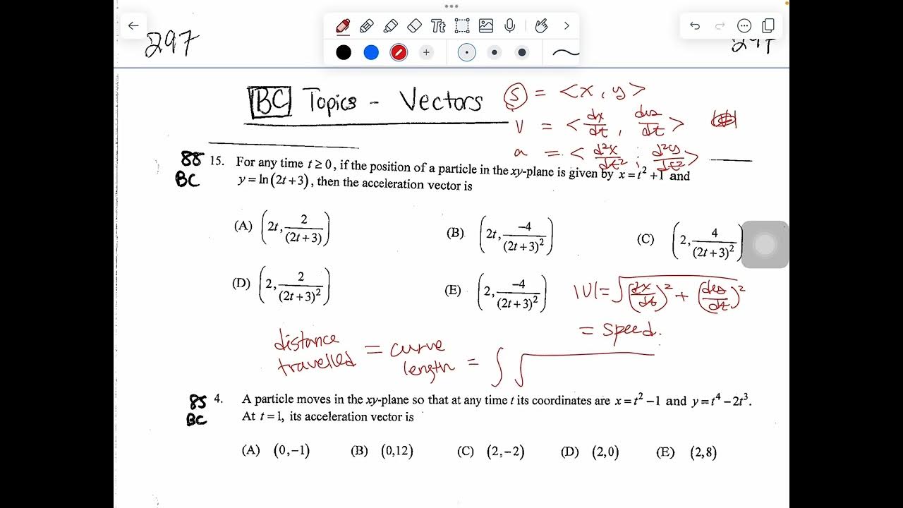 AP Calculus BC vector valued function quick review - YouTube