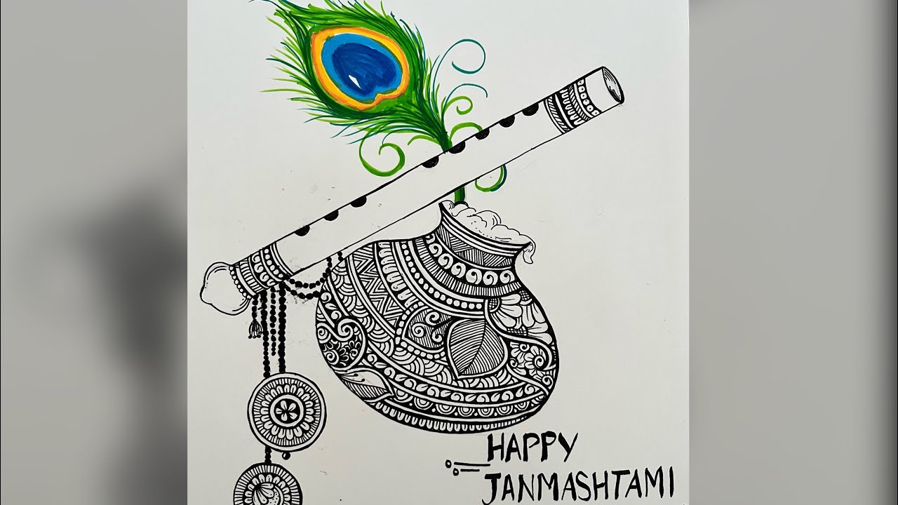 How to draw Flute and matki mandala| Janmashtami|Easytodrawmandala ...