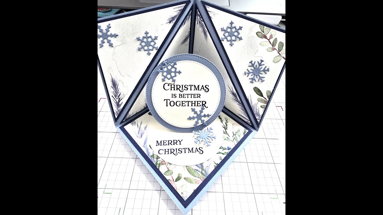 Triangle Easel Card Fun Fold Super Easy Featuring Winter Meadow DSP ...