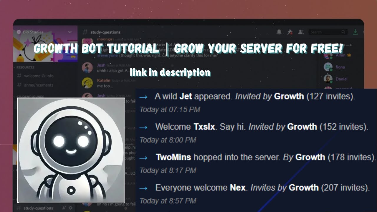 Get FREE & Real Members for your server! Discord Growth Bot Tutorial ...