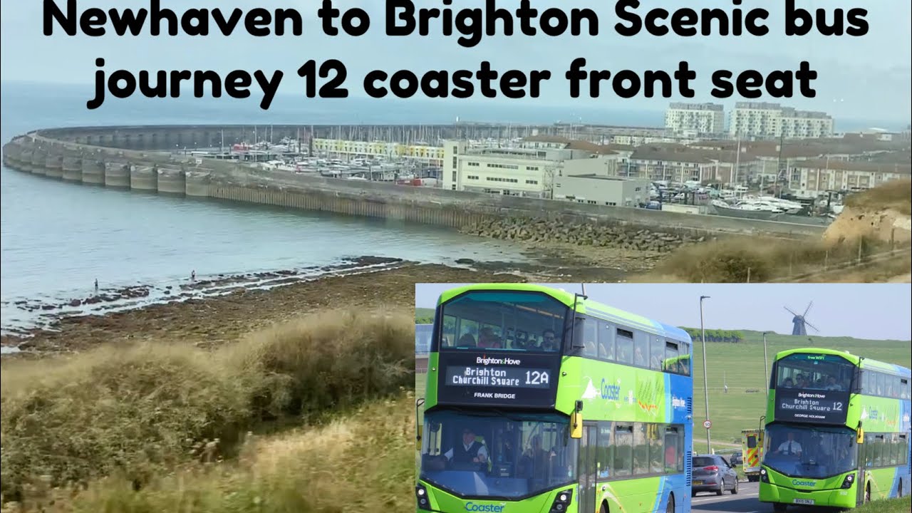 Newhaven to Brighton virtual scenic bus journey 12 coaster front seat ...