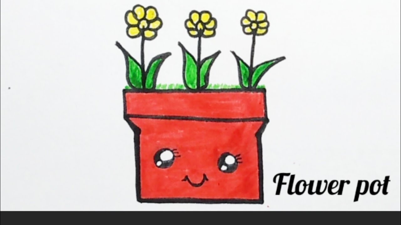 How to draw a flower pot step by step / flower pot drawing / drawing ...