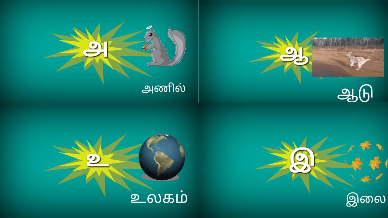 உயிர் எழுத்துக்கள் அஆஇஈ animated video for kids/அ அணில்/learn Tamil ...