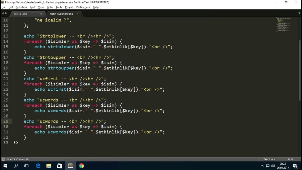 Php - Metin (Strtolower, Strtoupper, Ucfirst, Ucwords, Str_repeat) İşlemleri - YouTube