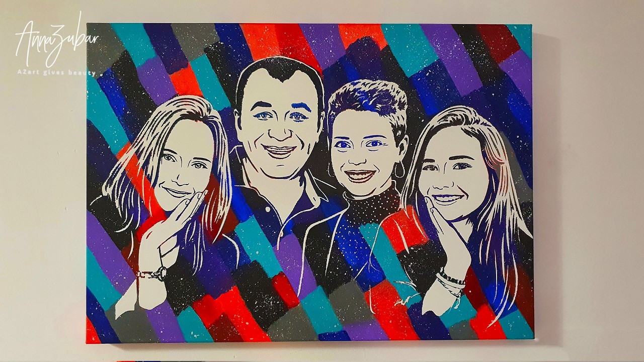 Stencil Portrait on Canvas. How to Paint a Photo-Based Family Portrait ...