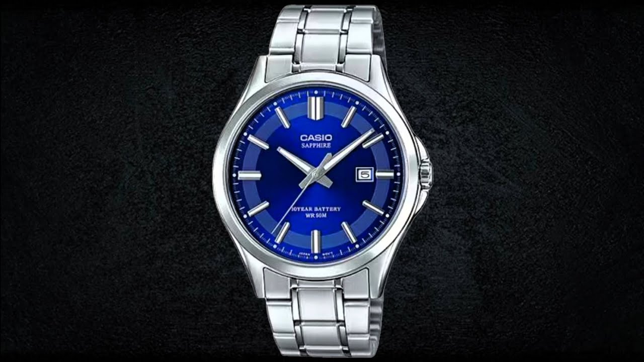 Casio Sapphire Analog Blue Dial Men's Watch - YouTube