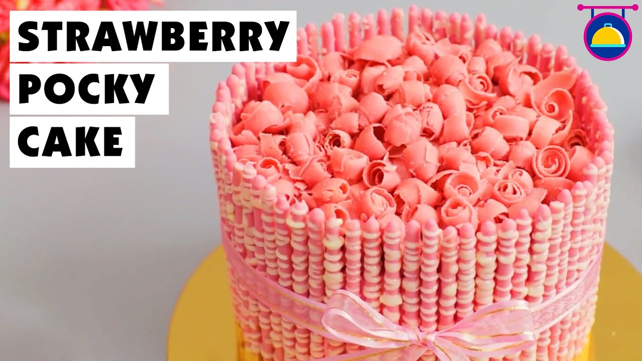 Strawberry Pocky Cake Recipe | How To Make Strawberry Cake | Cake ...