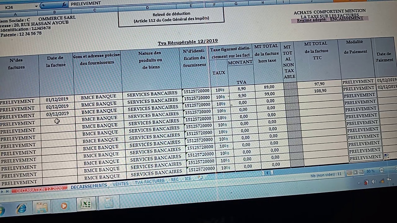 Formation de tva : (partie 1-tableau de déduction) - YouTube