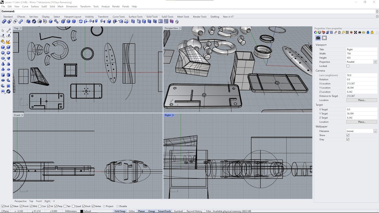 RHINO 7 Videocourse - 11 - Solid Creation and Editing, Shell, Boss, Rib ...