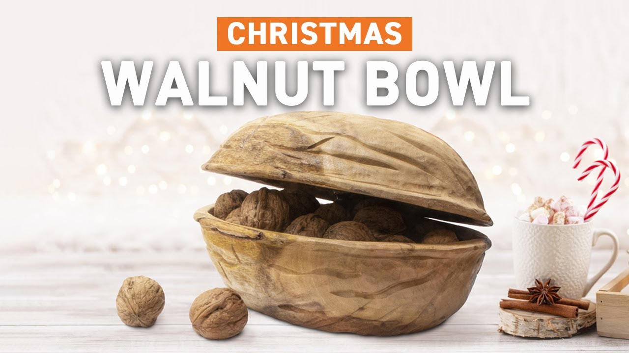 Carving a Christmas Walnut Shaped Bowl - YouTube