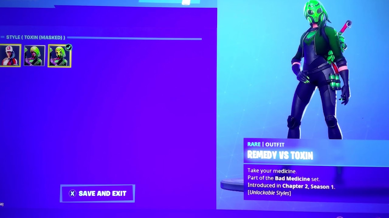Fortnite new free skin styles Remedy Vs Toxin - YouTube