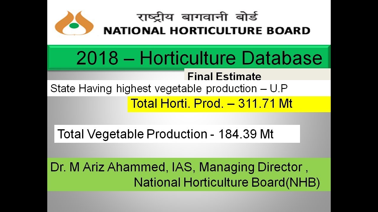 Horticultural Database 2018@ NHB(National Horticulture Board) - YouTube