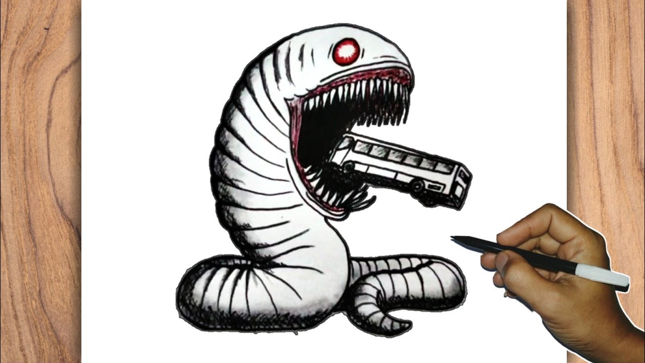 How to Draw a Worm Eater Attacking a Bus - YouTube