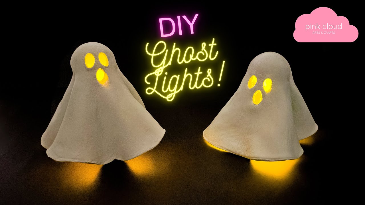DIY Ghost Lights 👻 Air-Dry Clay Craft Halloween Home Decoration Idea ...