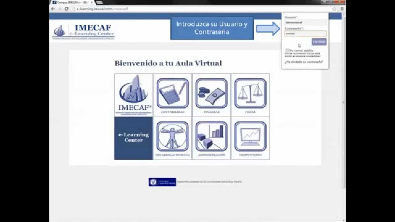 Paseo Virtual de la Plataforma e-Learning del IMECAF - YouTube