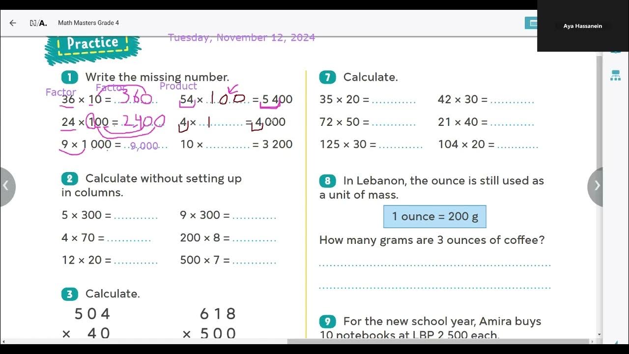 grade 4 Math Lesson 4 - YouTube