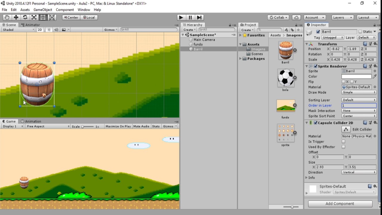 Como adicionar componentes Capsule Collider e rigidbody2d em uma Sprite ...