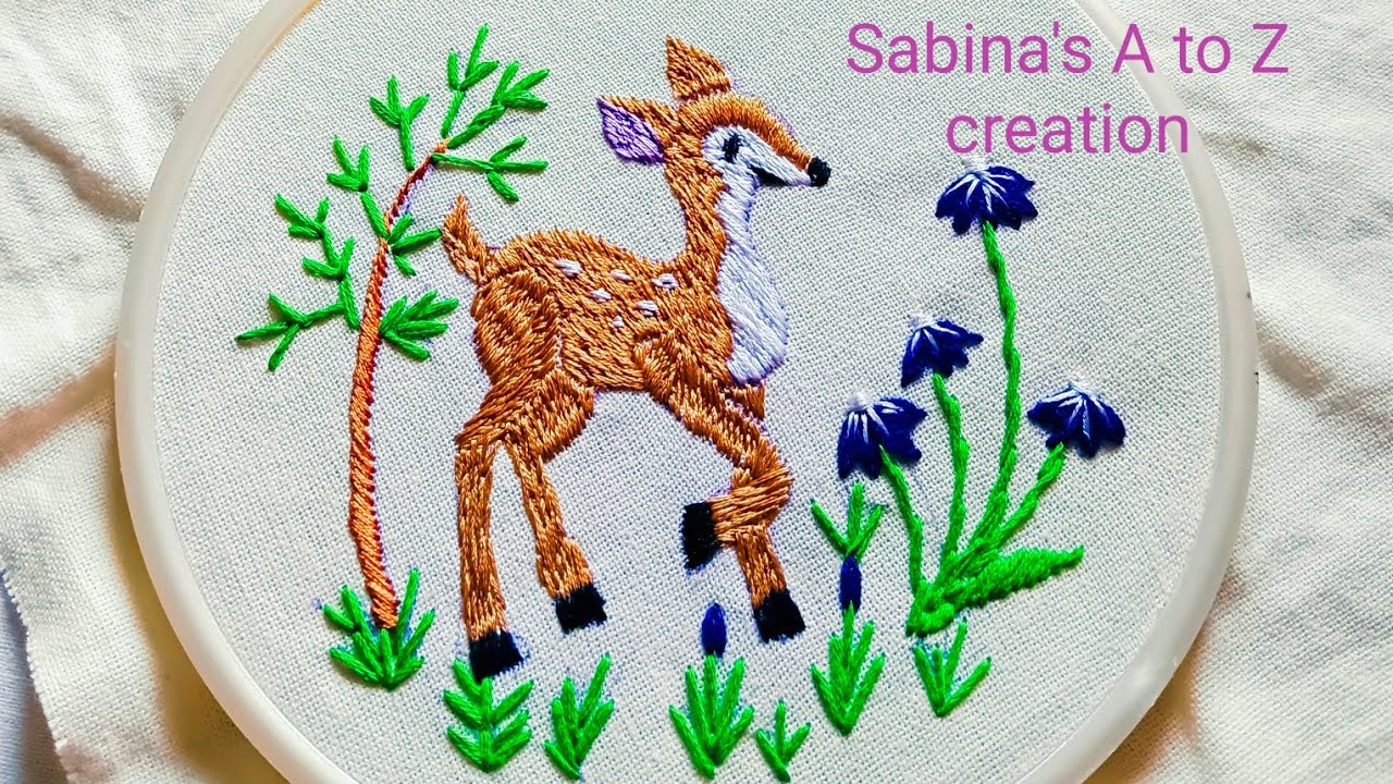 Animal hand embroidery design tutorial | Cute Deer 🦌 Hand Embroidery ...