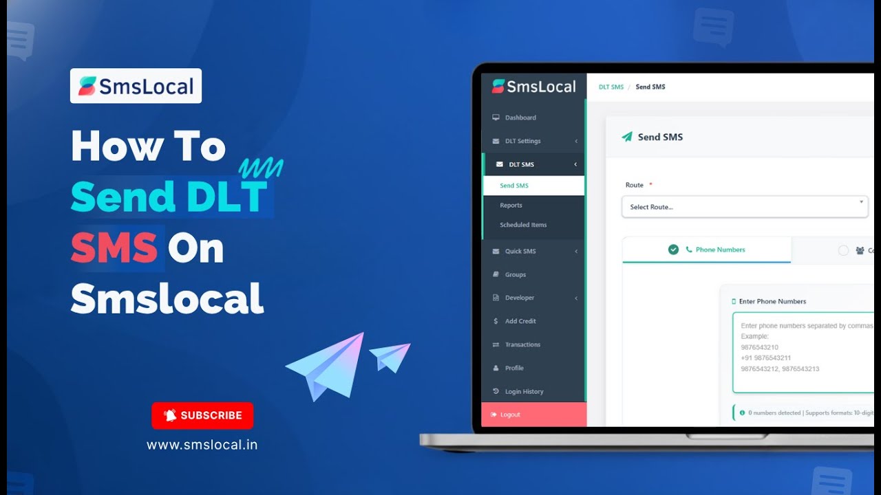 How to Send DLT SMS on SMSlocal - YouTube