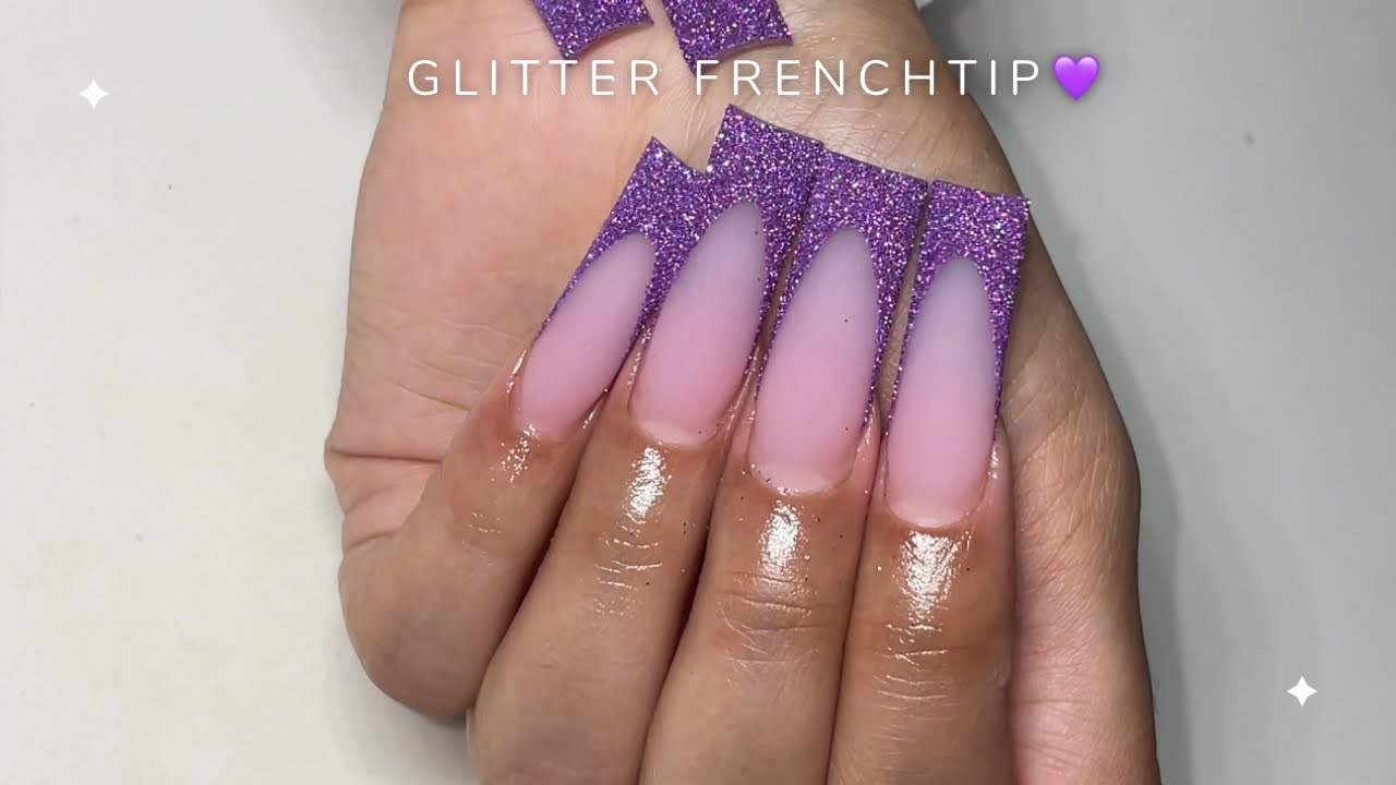 Purple glitter french tip 💜 | work with me | - YouTube