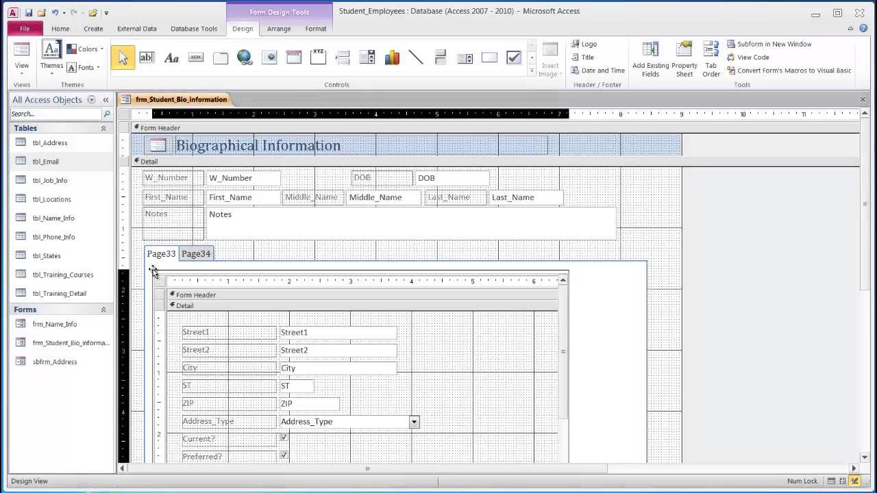 Sub-Forms on a Tab Control in Access - YouTube