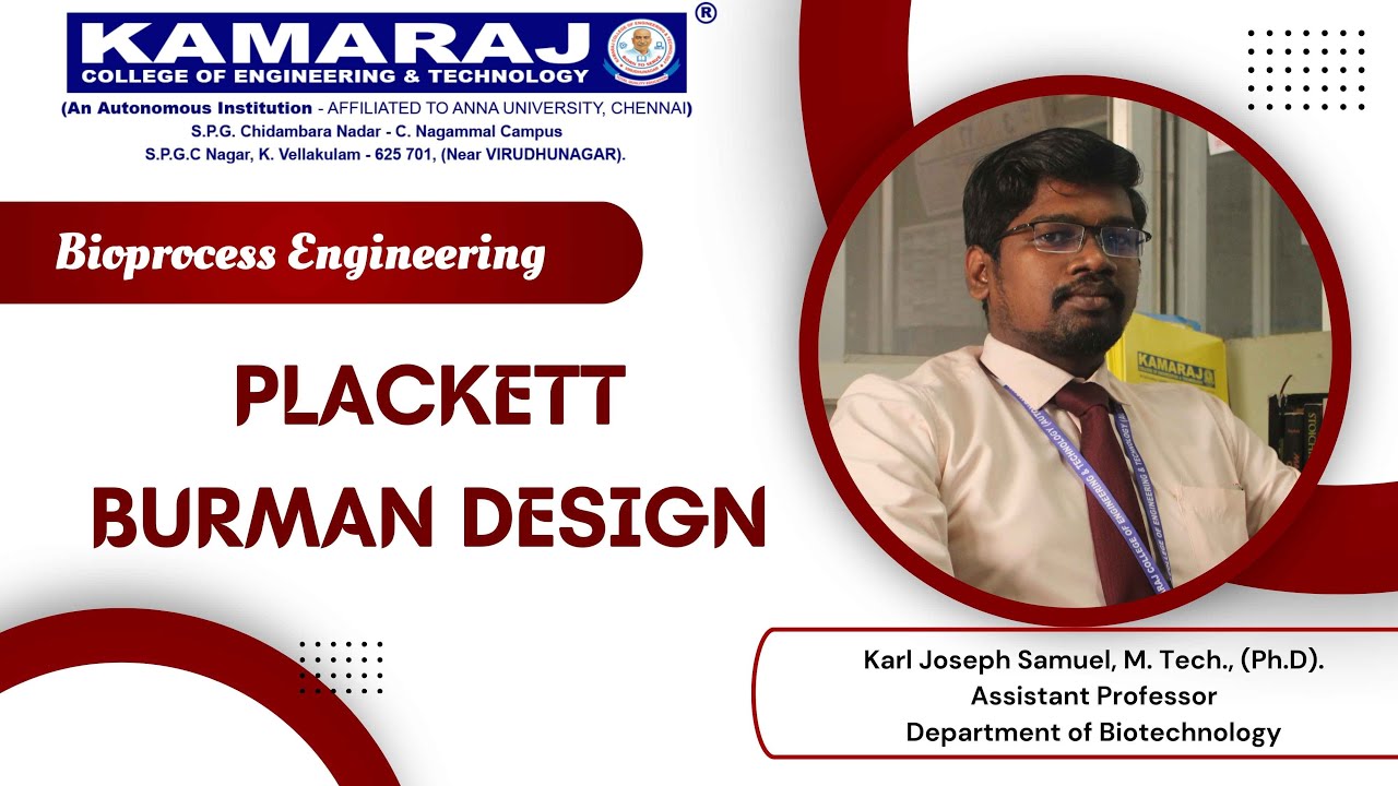 Bioprocess Engineering - Plackett Burman Design - YouTube