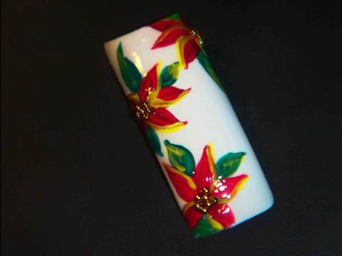 Christmas nails vol. 1 - Christmas Flower nail art - YouTube