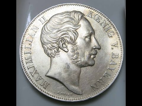 2 Gulden 1850 Maximilian II Bavaria Germany Doppelgulden Deutschland