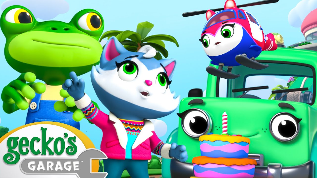 Helicopter Birthday Party Cake Chase | Gecko's Garage | Trucks For ...