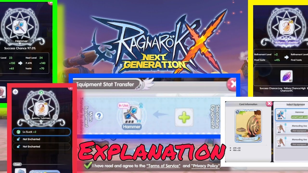 Upgrade, Refine, Enchant, Transfer stat, Embed Card Equipment ...