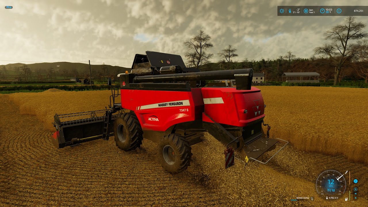 FS 22 Bally Spring 14 (Organic Farmer) Barley Harvest, Straw Bales ...