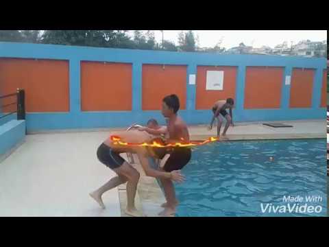 Top 3 WWE finishers in swimming pool - YouTube