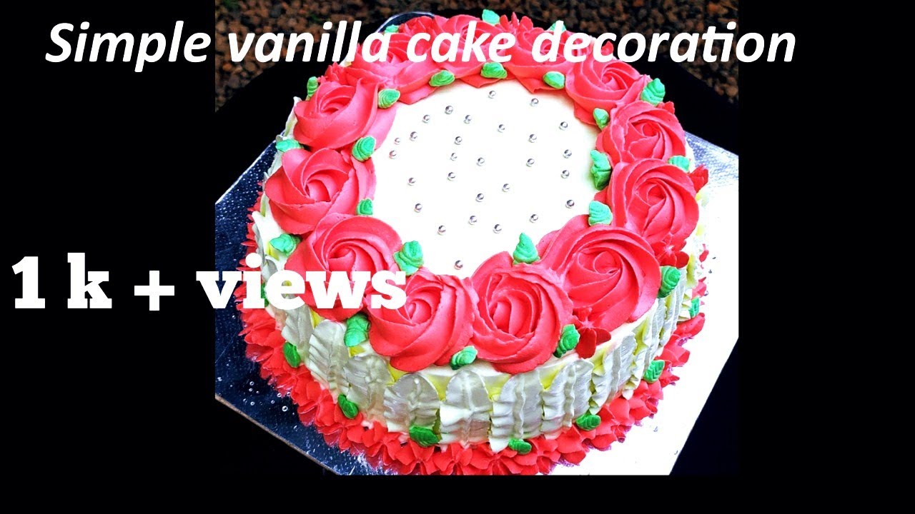 Simple vanilla cake decorating video||Faiza's Kitchen786 - YouTube