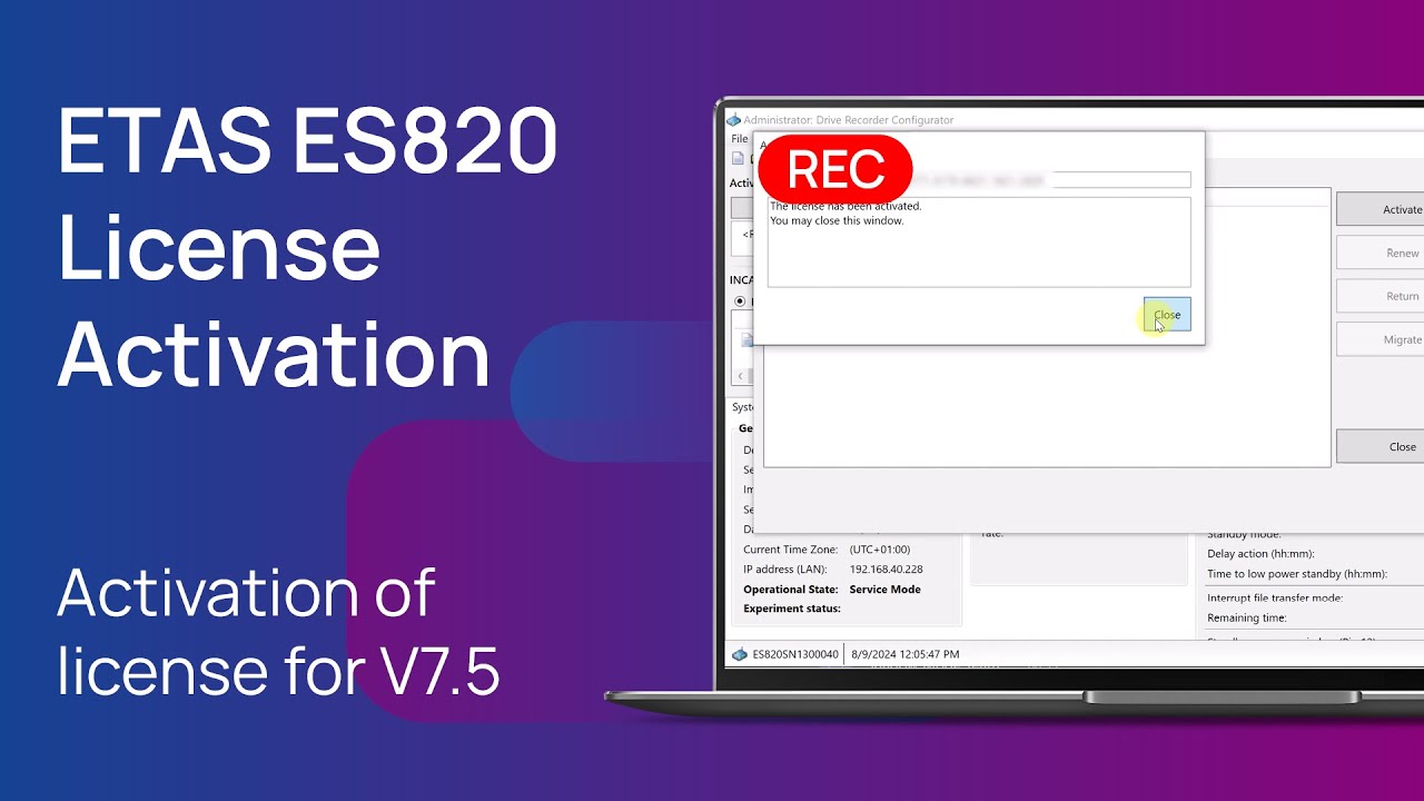 ETAS ES820 V7.5 License Activation - YouTube