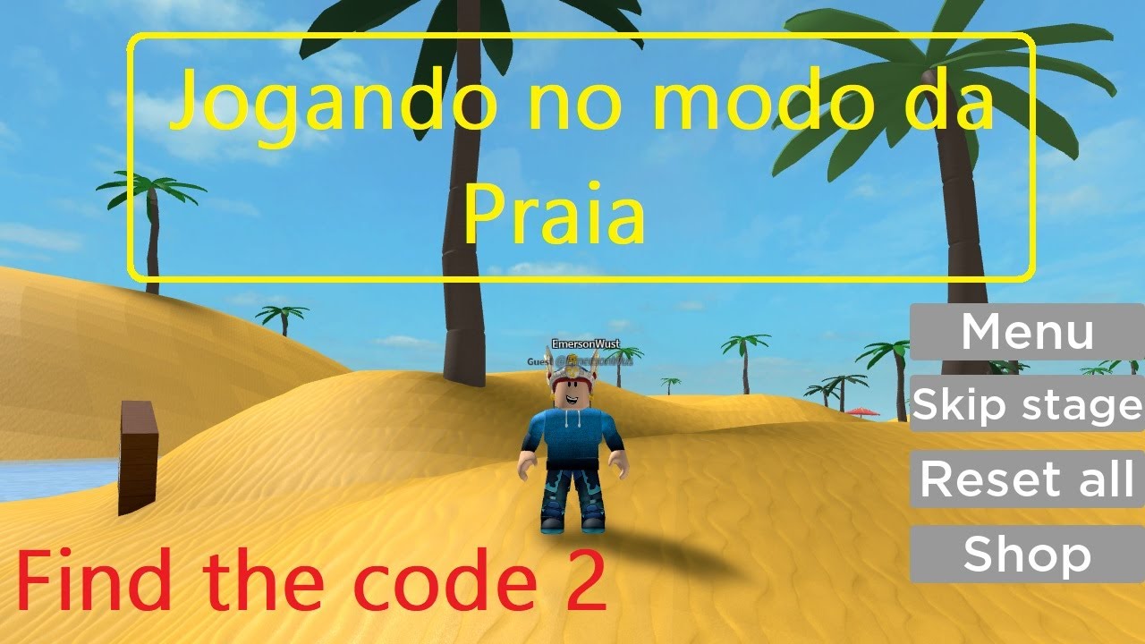 Roblox - Find the codes 2 Jogando no modo Praia - YouTube