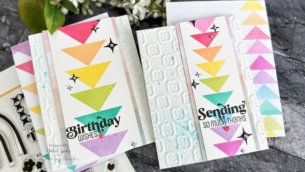 Stamped Rainbow Flying Geese: Birthday and Thank You cards! - YouTube