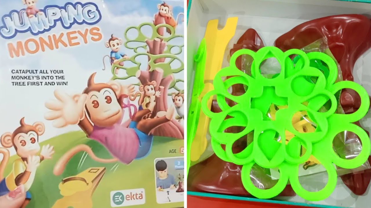 Jumping Monkeys Play Game Unboxing #Small Catapult Toy Kids Games ...