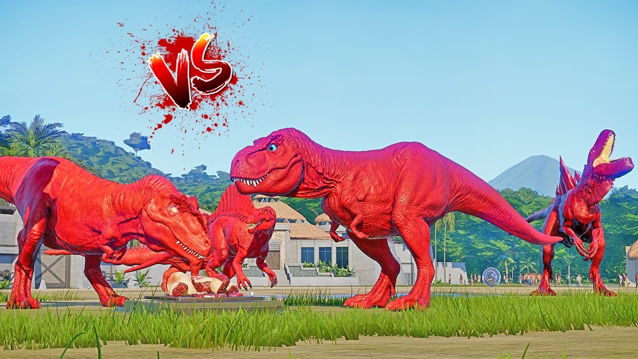 All Big Red Dinosaurs Battle in Jurassic Word! Red T-Rex, I-Rex ...
