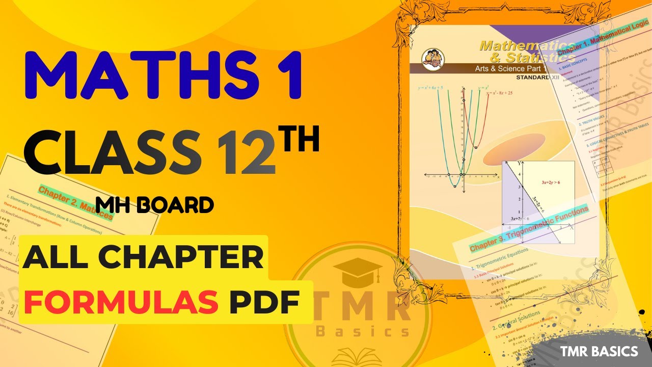 Class 12th || MATHS 1 || All Chapters Formulas pdf || MH Board || # ...
