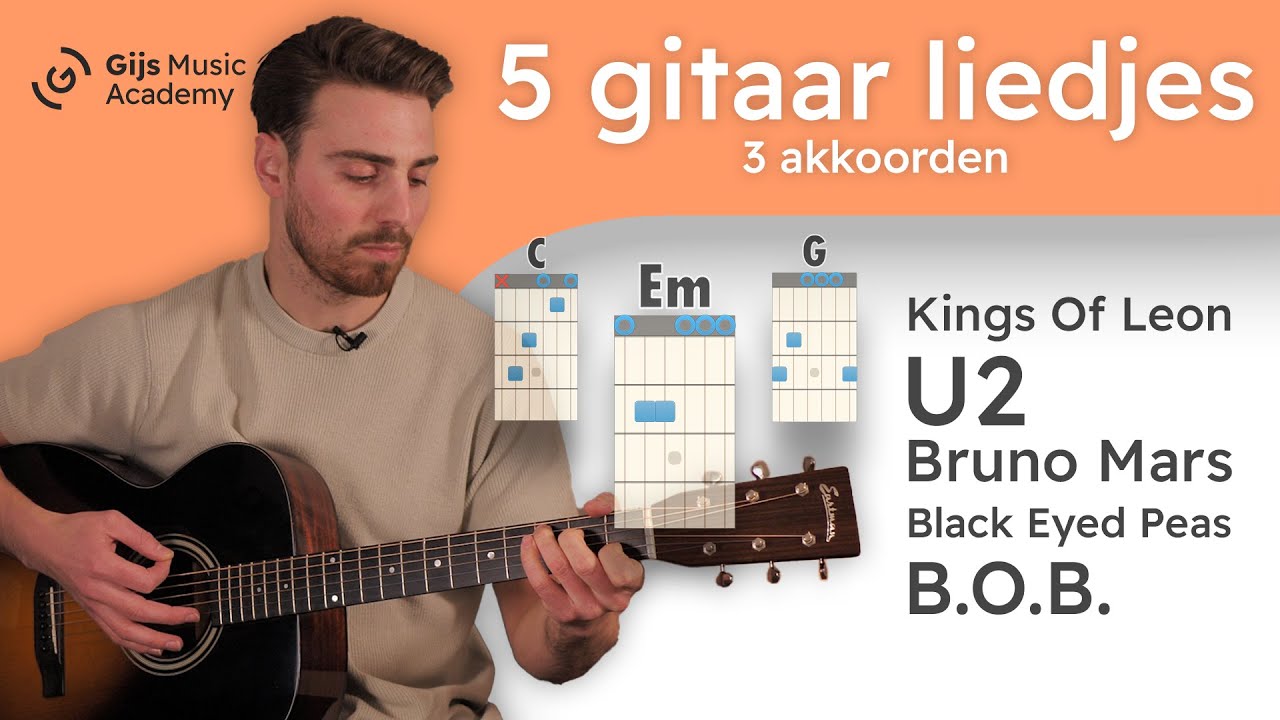 5 Makkelijke gitaarliedjes voor beginners met akkoorden - YouTube