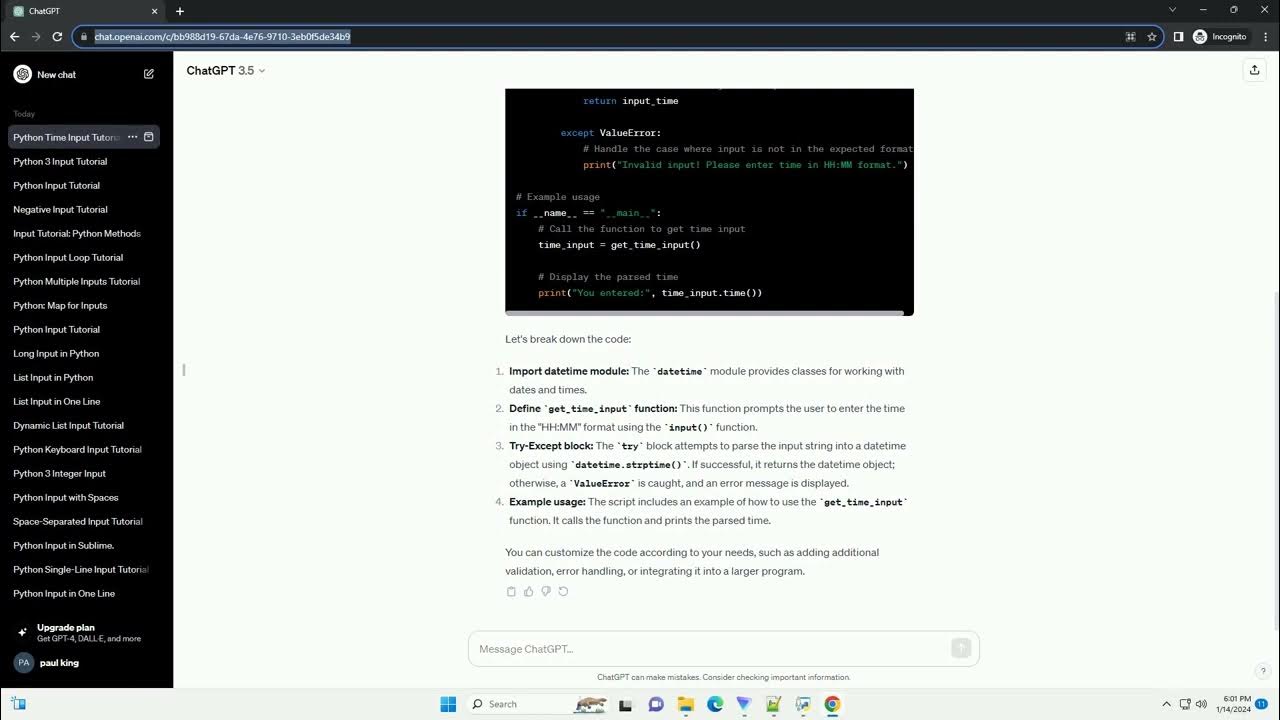 how to take time input in python - YouTube
