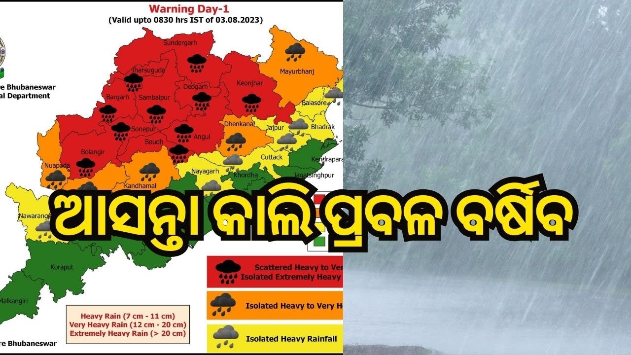 Odisha Weather Report । ଆସନ୍ତା କାଲି ରାଜ୍ୟରେ ପ୍ରବଳ ବର୍ଷା ସମ୍ଭାବନା ...