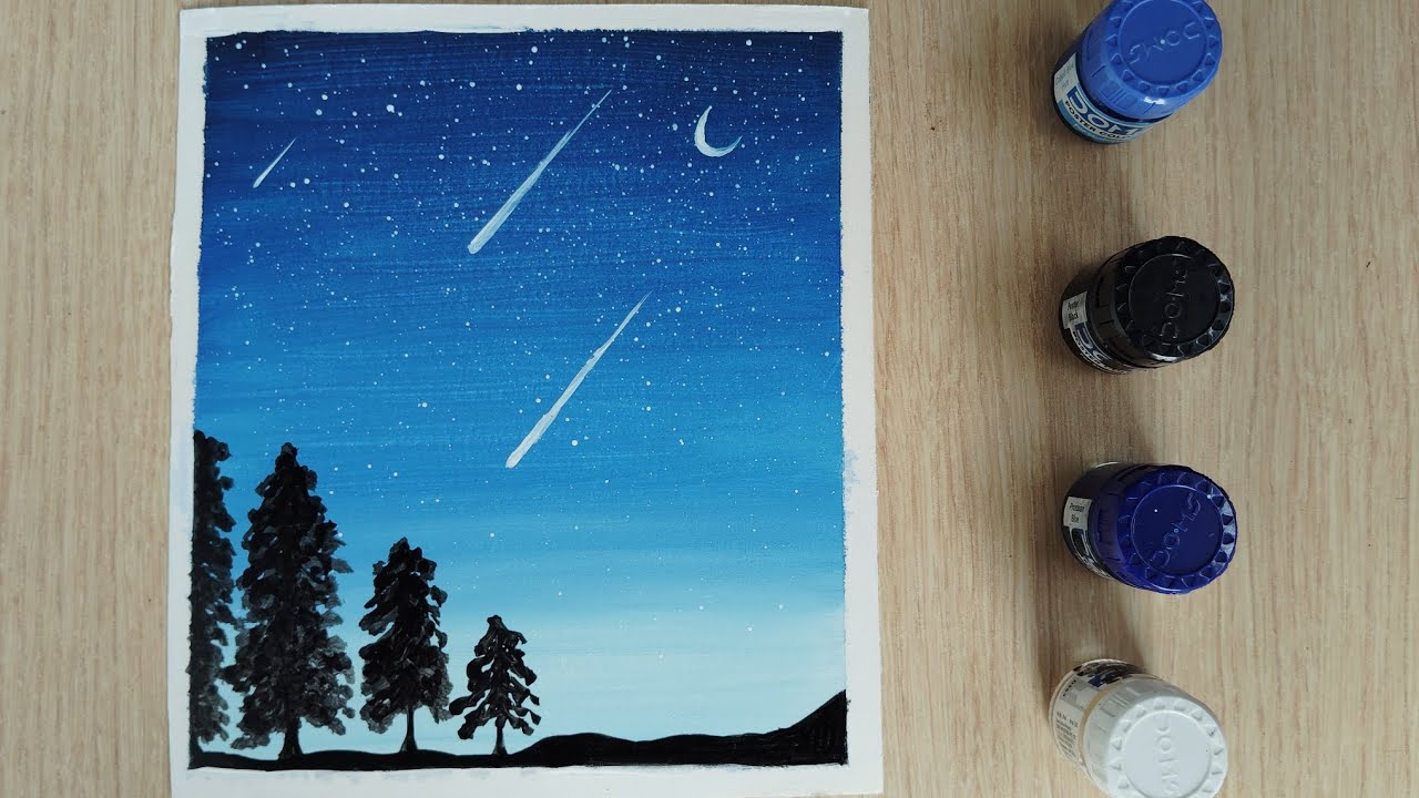 How to paint moonlight night painting with poster colour #painting # ...