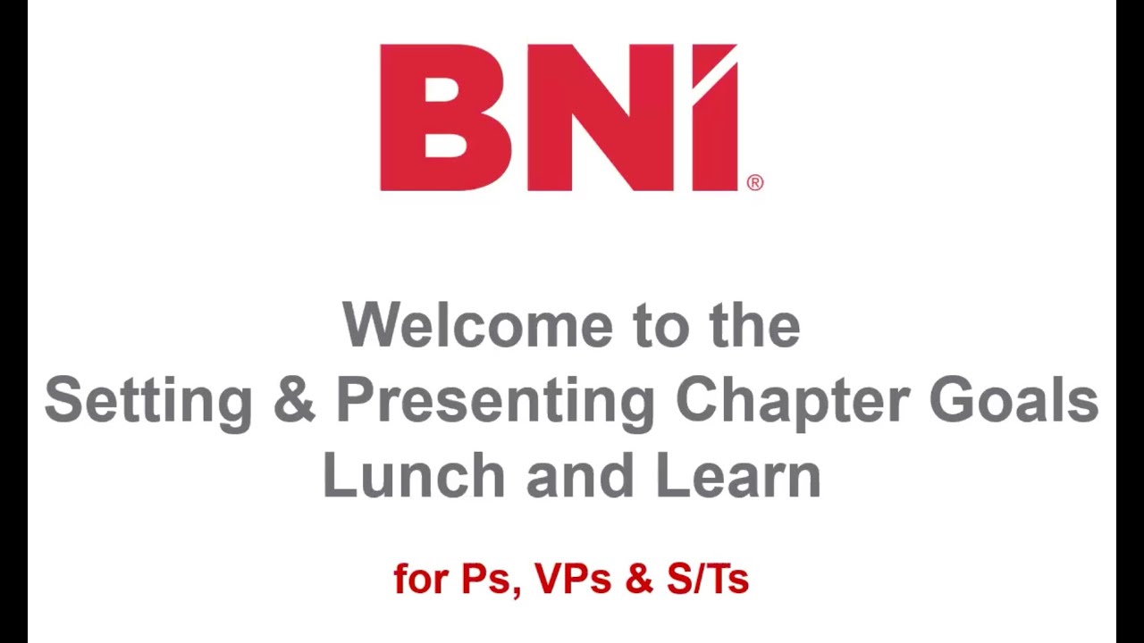 Goal Setting Lunch and Learn - BNI BC - November 5th/2024 - YouTube