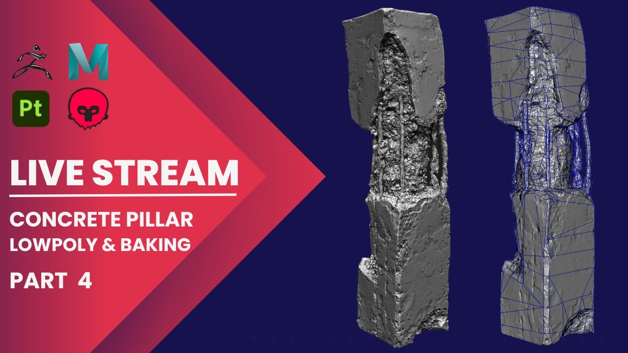 Concrete Pillar Low-Poly & Bake Part -4 - YouTube