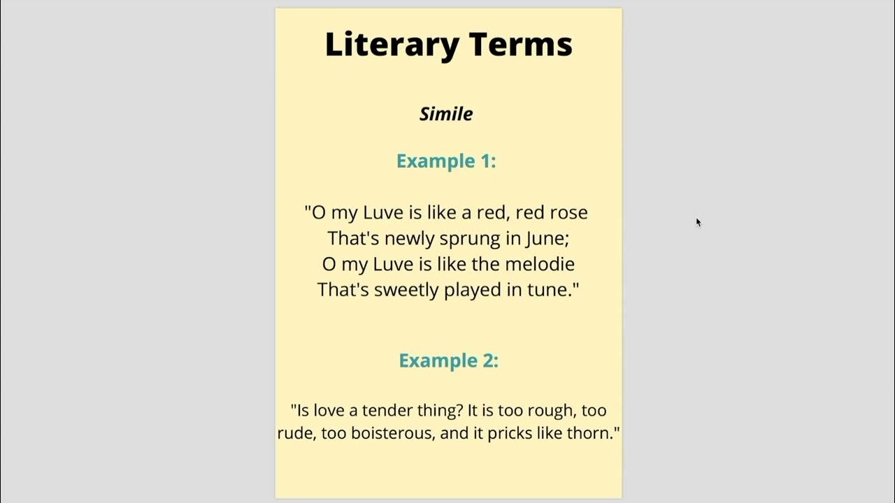 Literary Analysis of A Poem: Lesson 1 (Literary Device: Simile) - YouTube