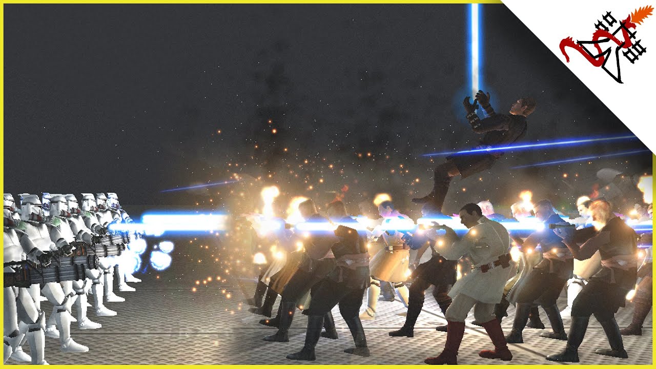 MACHINE GUN CLONES vs JEDI - Star Wars: Galaxy at War MOD - YouTube